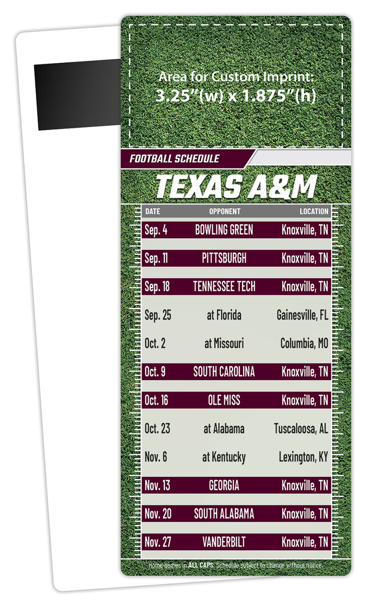 Football Schedule Laminated Card/Postcard with Magnet Strip 3.5x8.5 ...