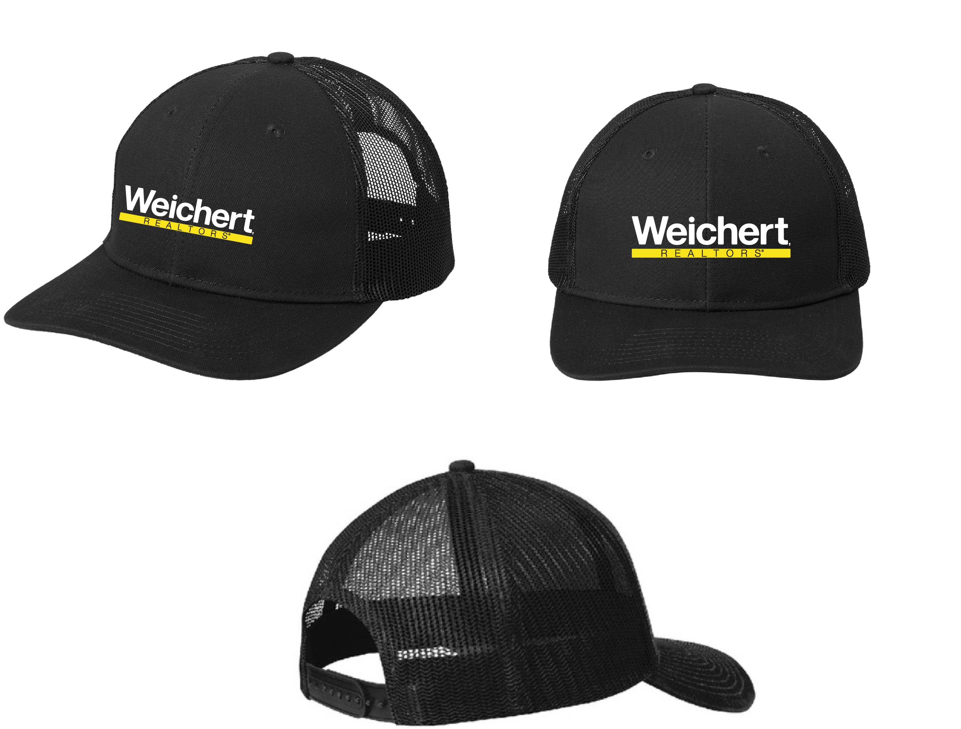 Black Mesh Back Trucker Cap / Hat - W223 | Weichert