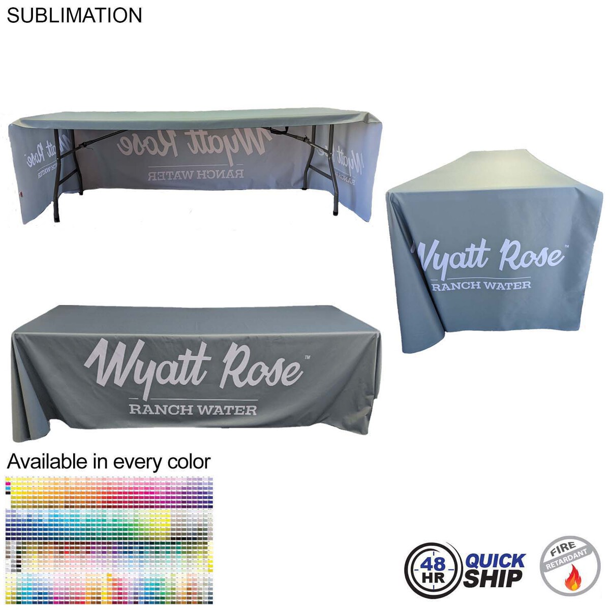 48 Hr Quick Ship - Sublimated PREMIUM Cloth for 8' Table, Drape Style ...
