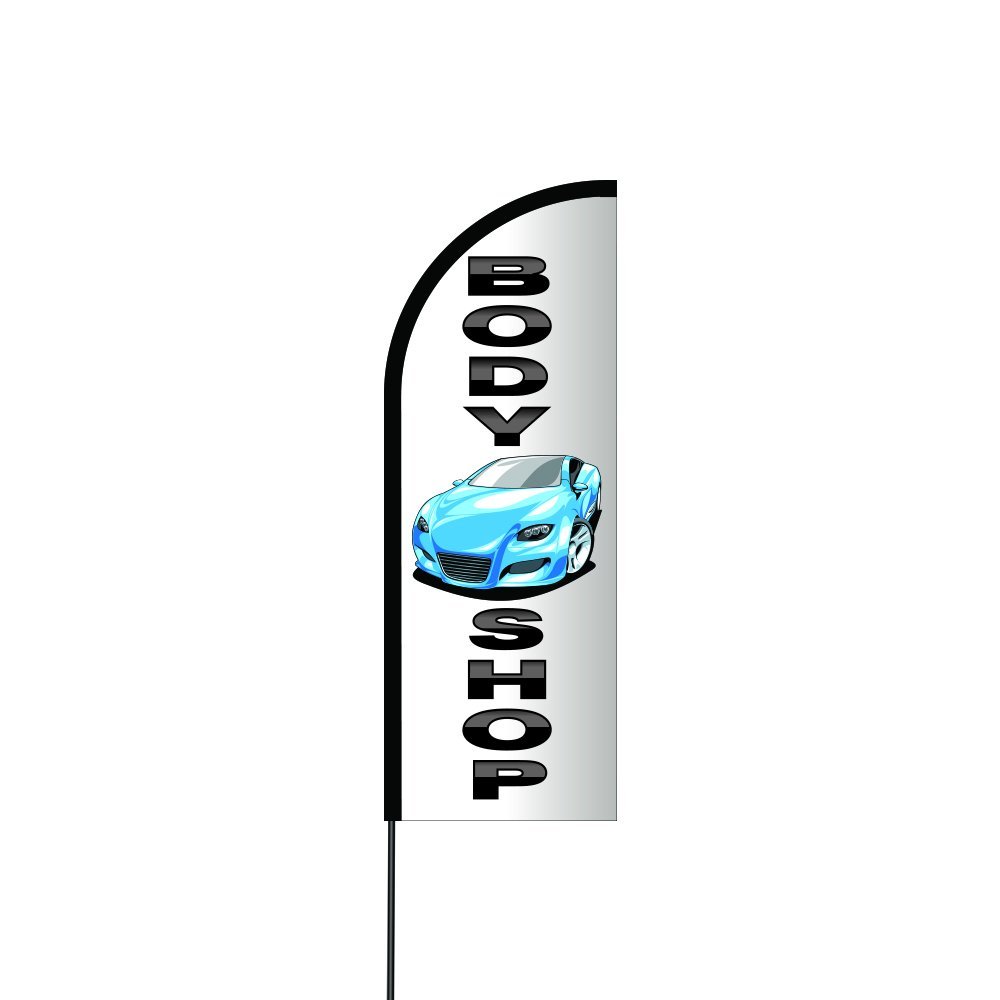 Body Shop Flag Kit Hardware 14' Feet Feather Flag Sign Outdoor Banner ...