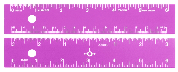 6" Straight Edge Aluminum Ruler with Center-Finding Back - 1589 ...