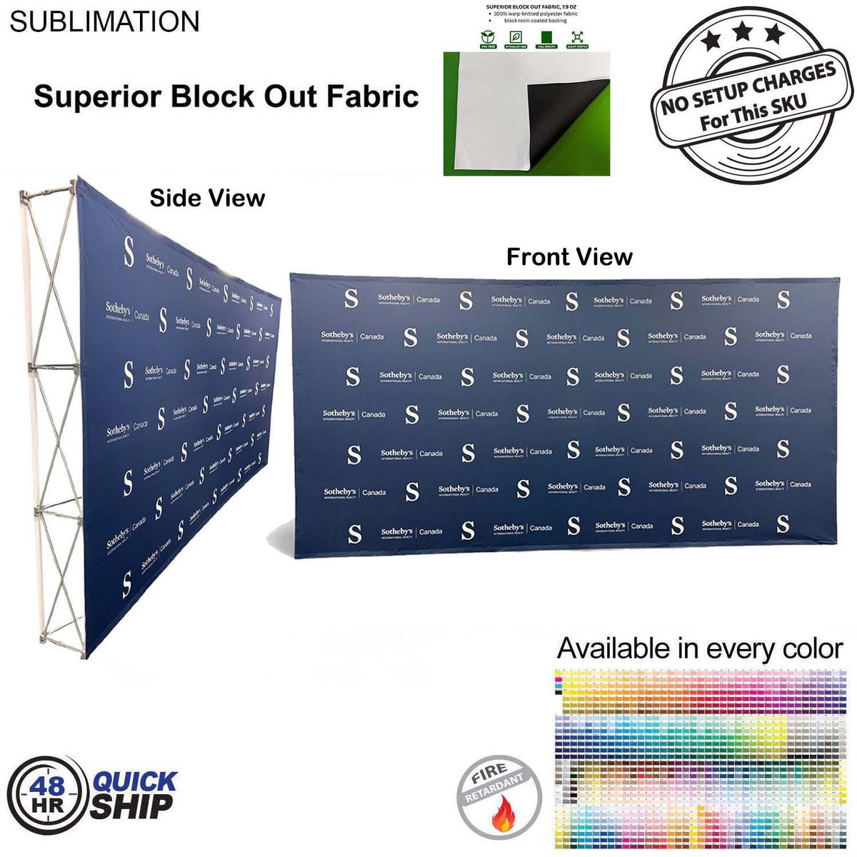 48Hr Quick Ship - 15' Straight Wall Full Height Tension Fabric Pop-up ...
