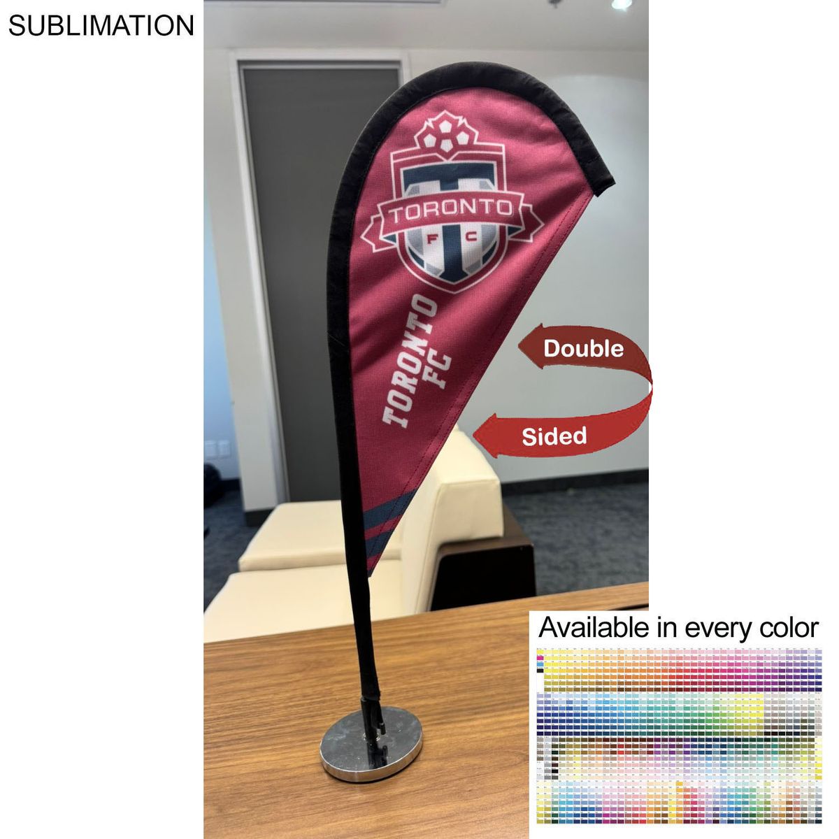 Table Topper Teardrop Sail Sign Flag, 20", Full Color Graphics two ...