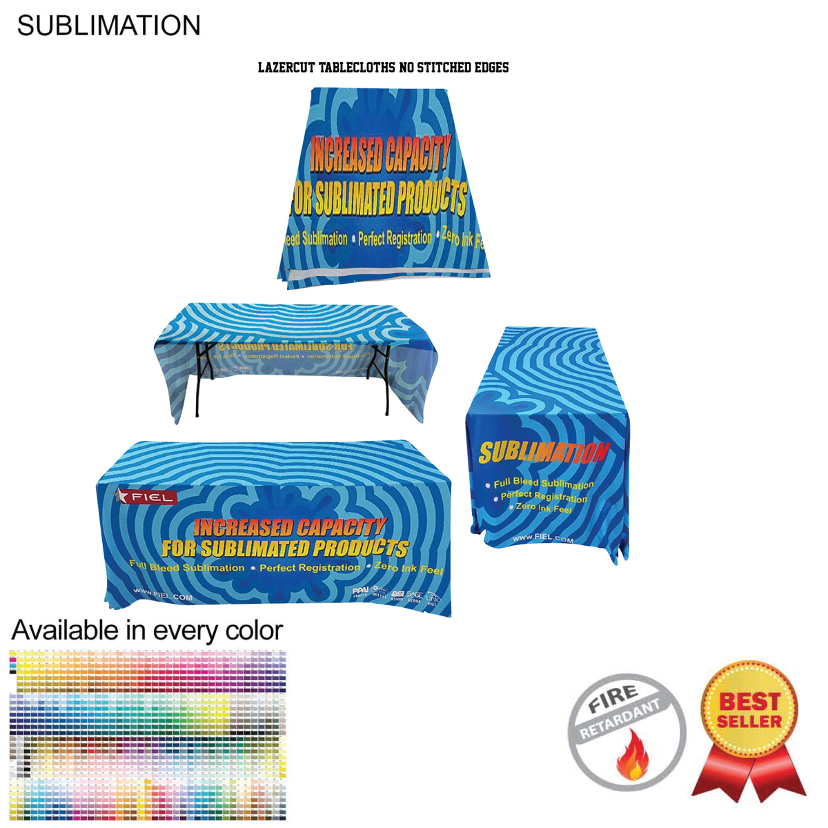 6' LazerCut 3-Sided Sublimated Tablecloth, Drape Style, Open Back ...