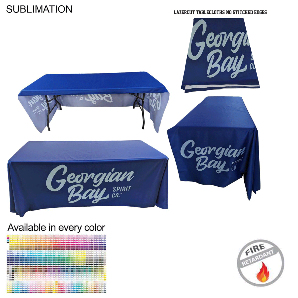 6' LazerCut 3-Sided PREMIUM Sublimated Tablecloth, Drape Style, Open ...