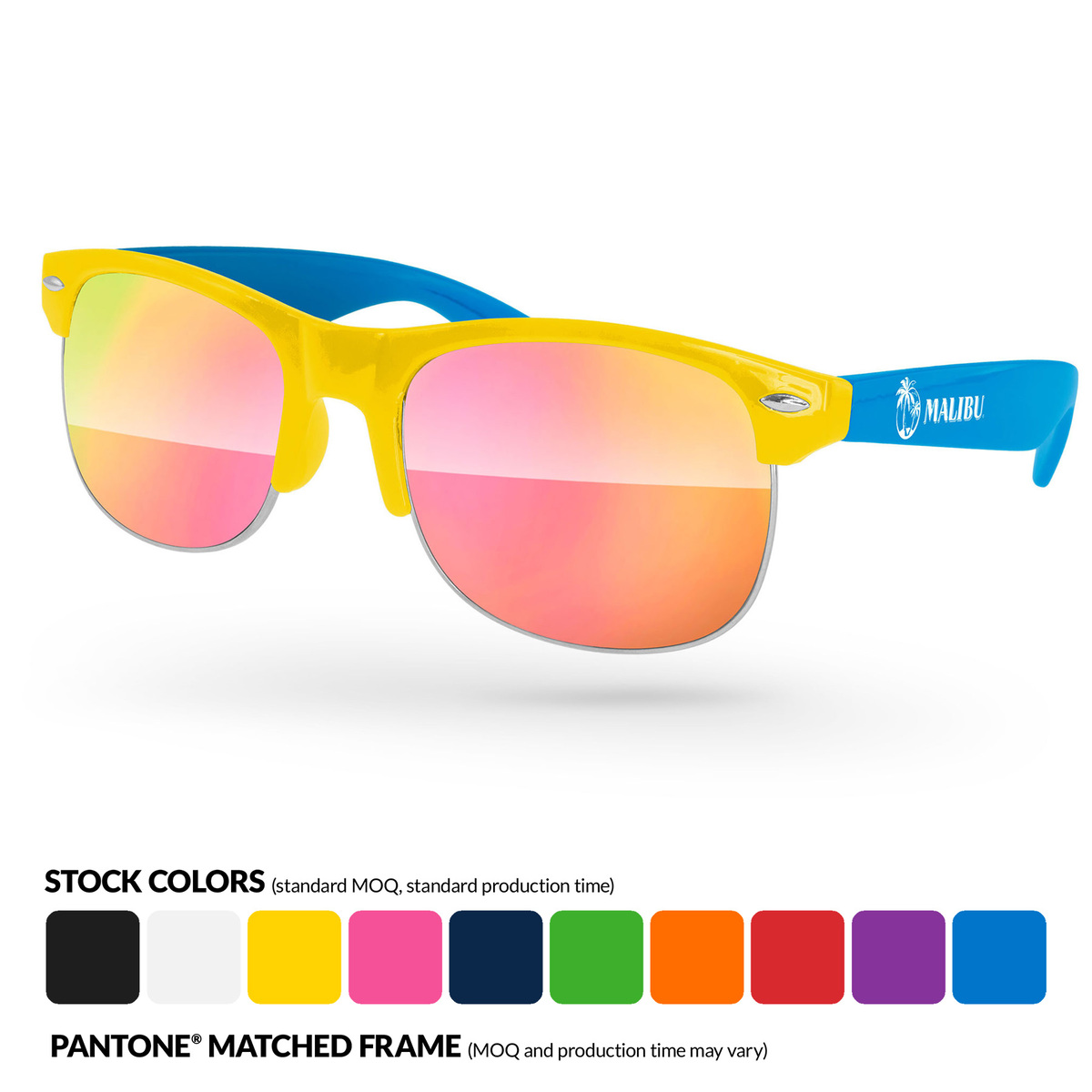 2-Tone Club Sport Mirror Sunglasses - CM012 | Bold Promo