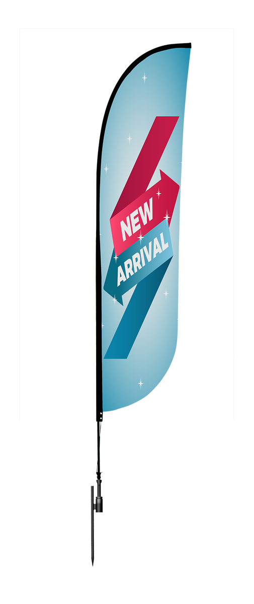 6ft Convex Shape Feather Flag Kit - 1 Side Imprint - FFB01551 | DMP