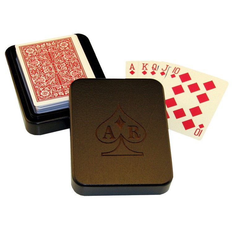 Wood Single Deck Playing Card Box With Cards 1319 Solid Dimensions
