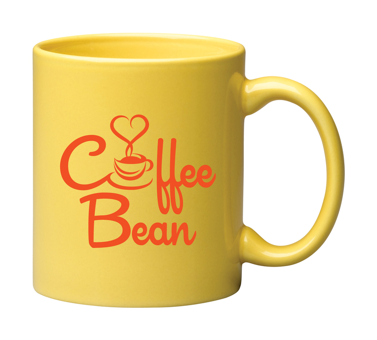 11 oz. Yellow C Handle Mug - Ceramic Mug - C Handle | Brand My Beverage