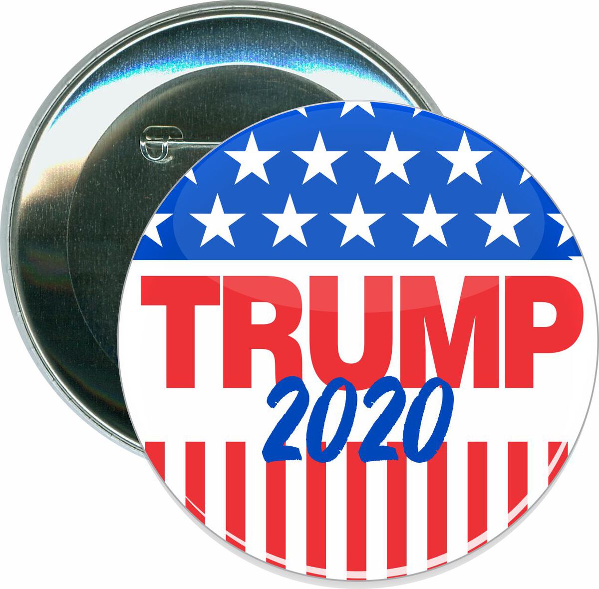 Trump 2020, Stars & Stripes, Political Button - PLDT205-PB30R ...