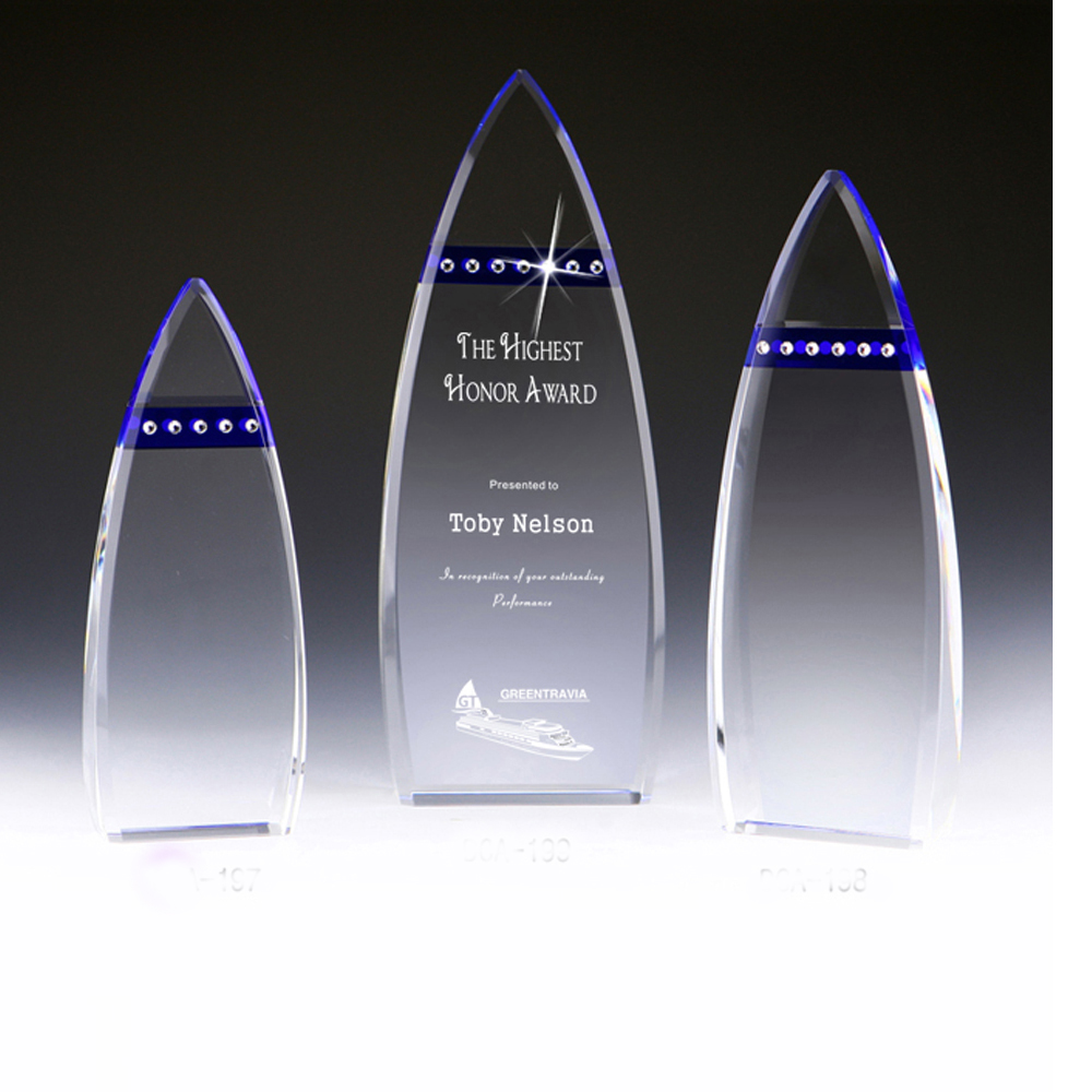 Two Tone Arrowhead Crystal Trophy and Award with Inlaid Sparkling ...