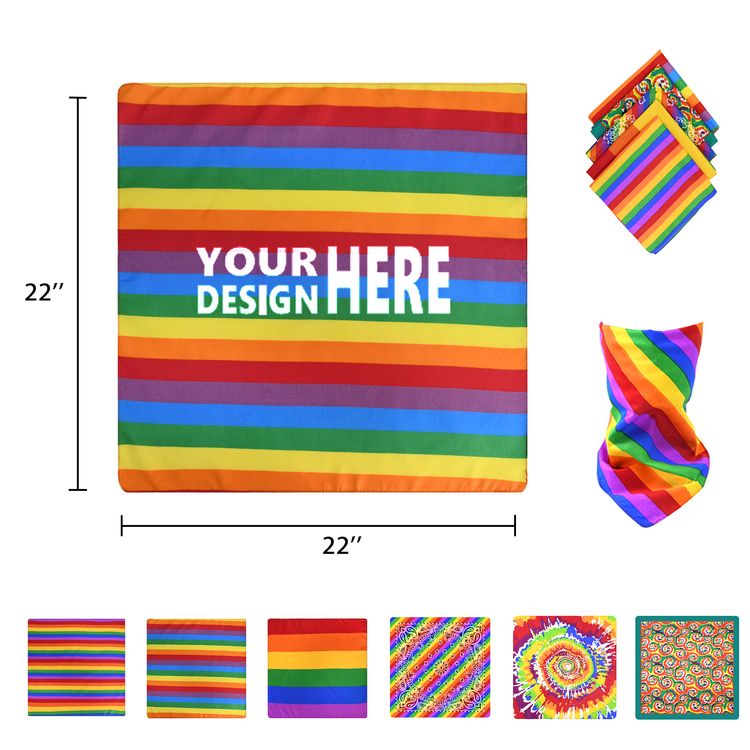 Freedom Rainbow Pride Stripes Bandanna 21" x 21" - DEALK1085 ...