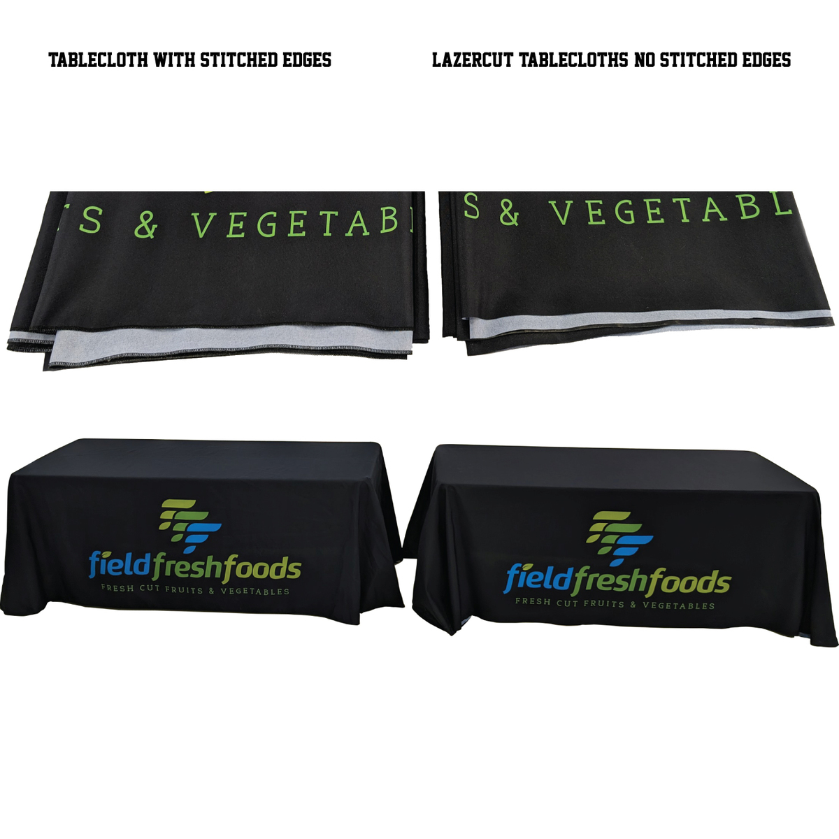 24Hr Express Ship - 6' LazerCut 4-Sided PREMIUM Sublimated Tablecloth ...