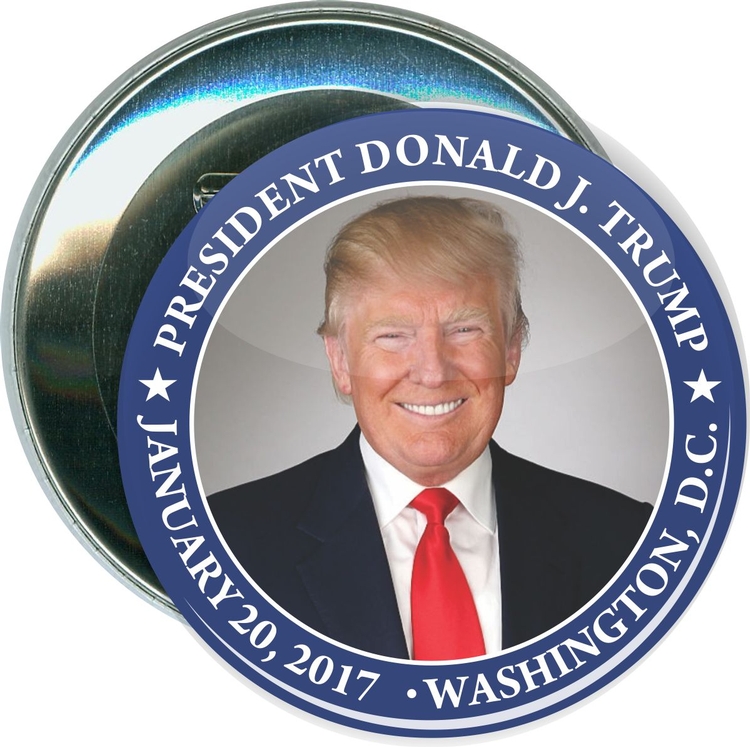 President Trump, Blue Border, Political Button - PLPT004-PB30R ...