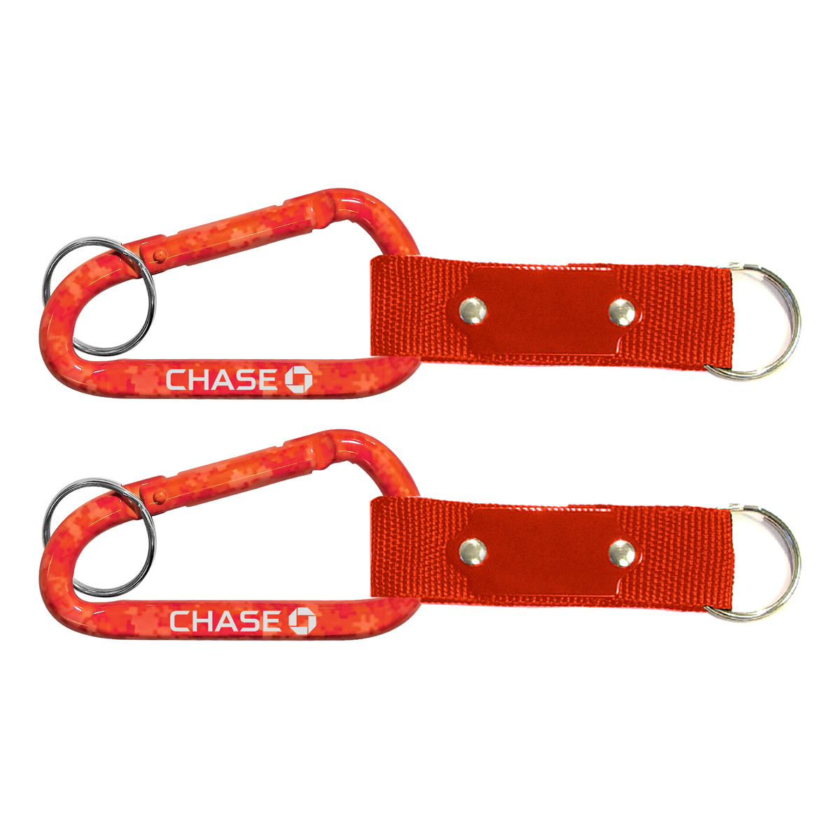 Red Carabiner with Strap and Metal Plate and Split Ring - CB1208 ...