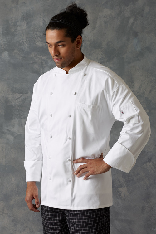 Cloth Button Cotton Executive Chef Coat - WHITE - V0440C 23 | Aprons, Etc.