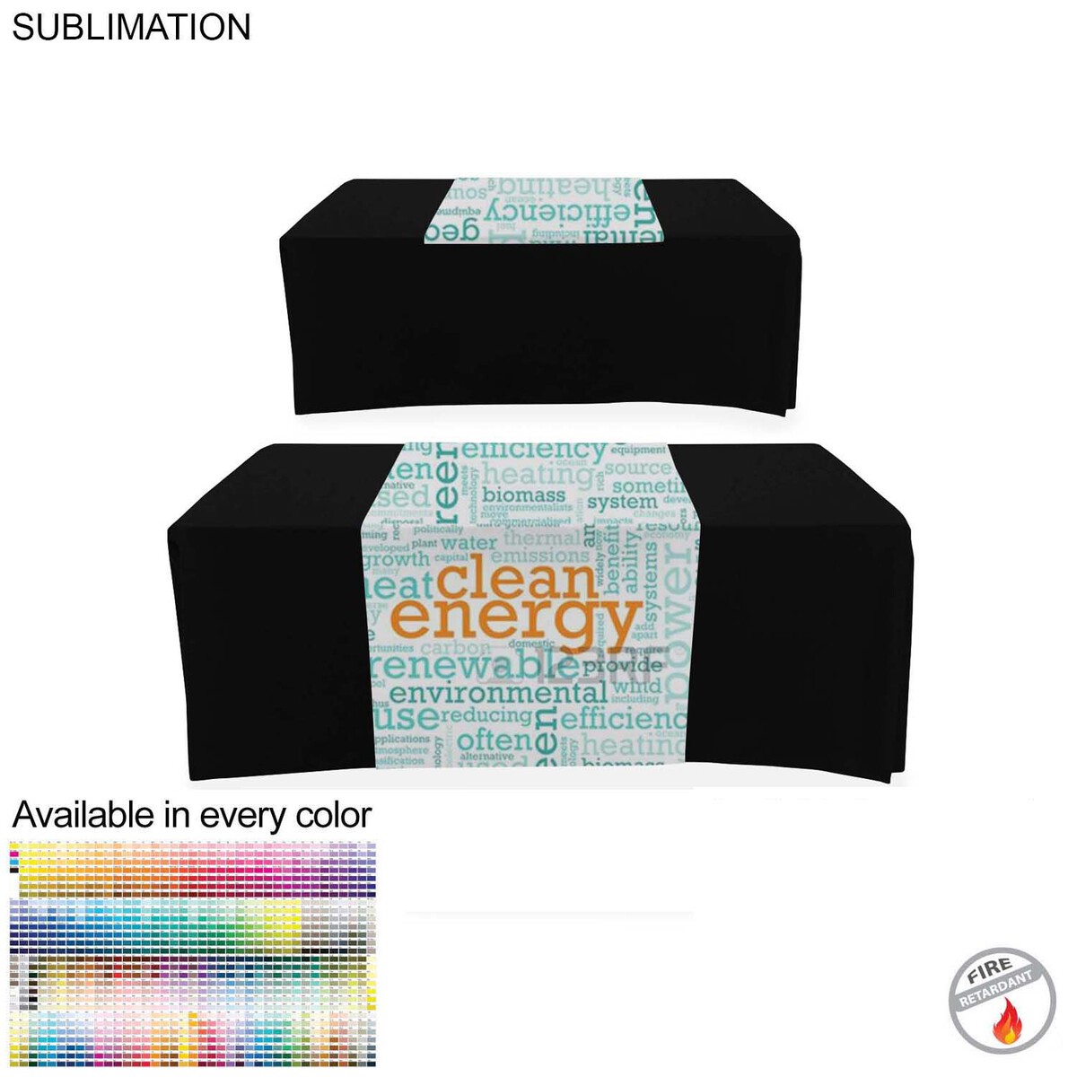 Sublimated Table Runner, 30x60, Covers Front and Top of the table ...