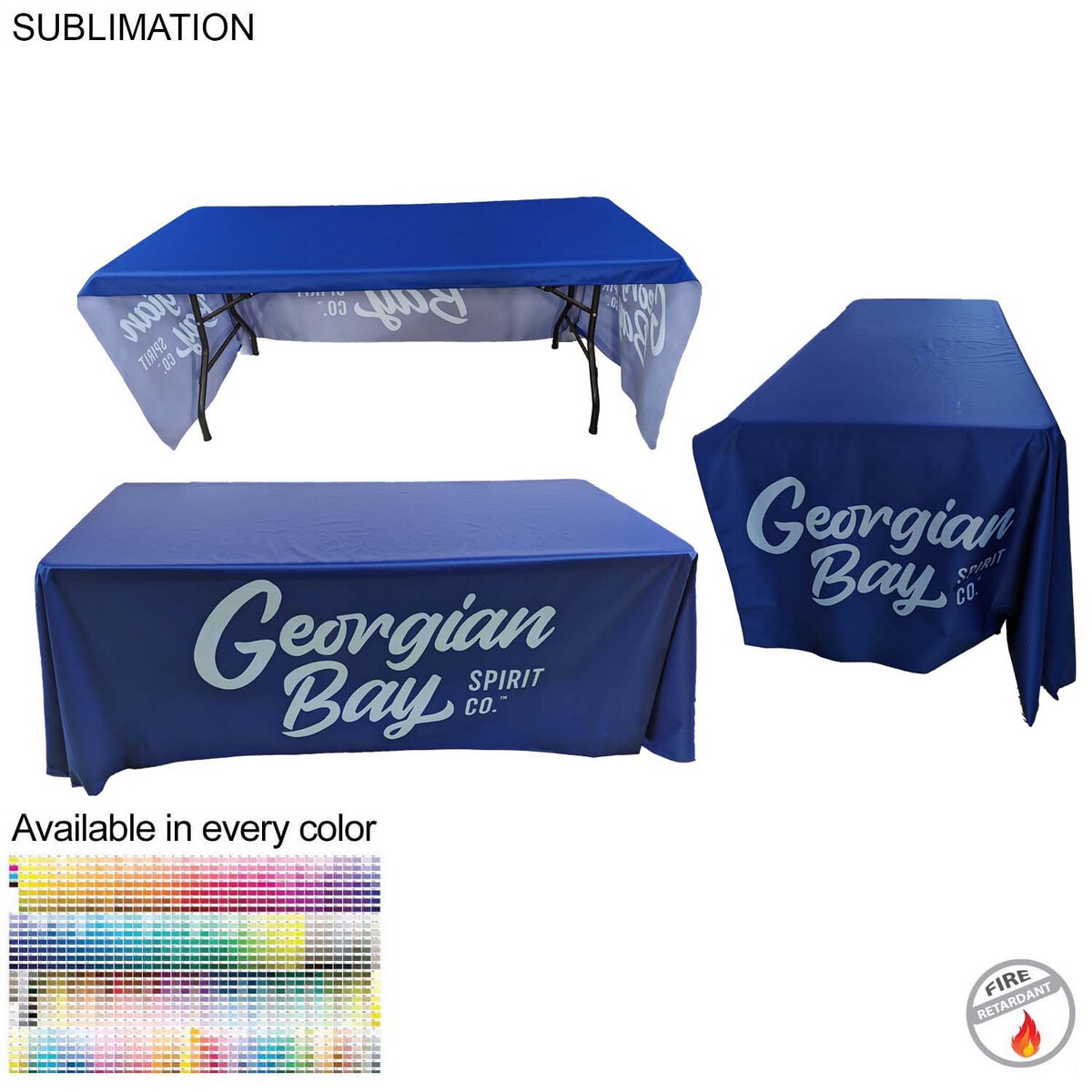 Sublimated PREMIUM Table Cloth for 6' Table, Drape Style, 3 sided, Open ...