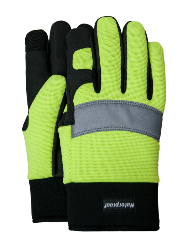 Waterproof & Winter Lined Hi-Viz Touchscreen Mechanics Gloves - 84-B ...