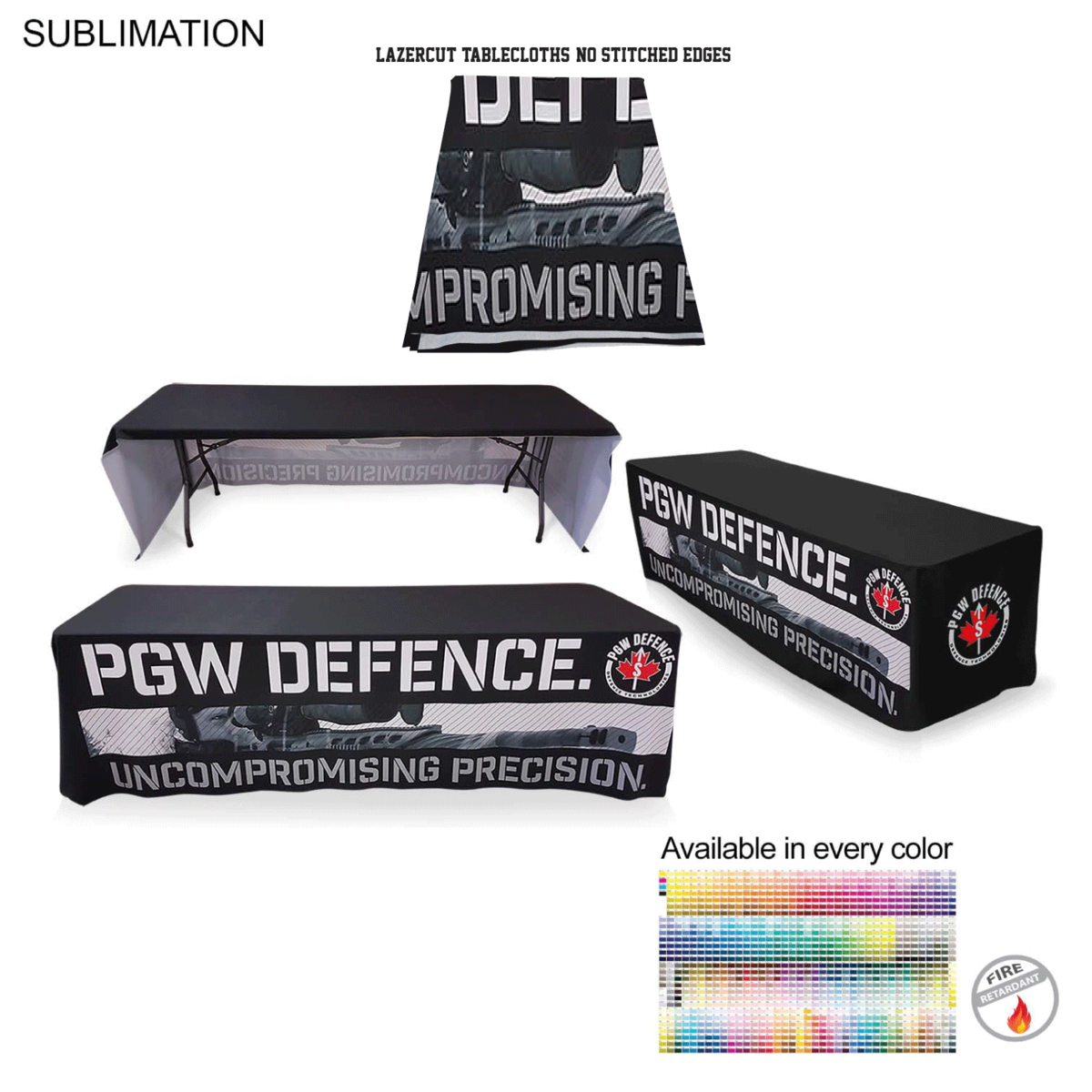 8' LazerCut 3-Sided Sublimated Tablecloth, Drape Style, Open Back ...