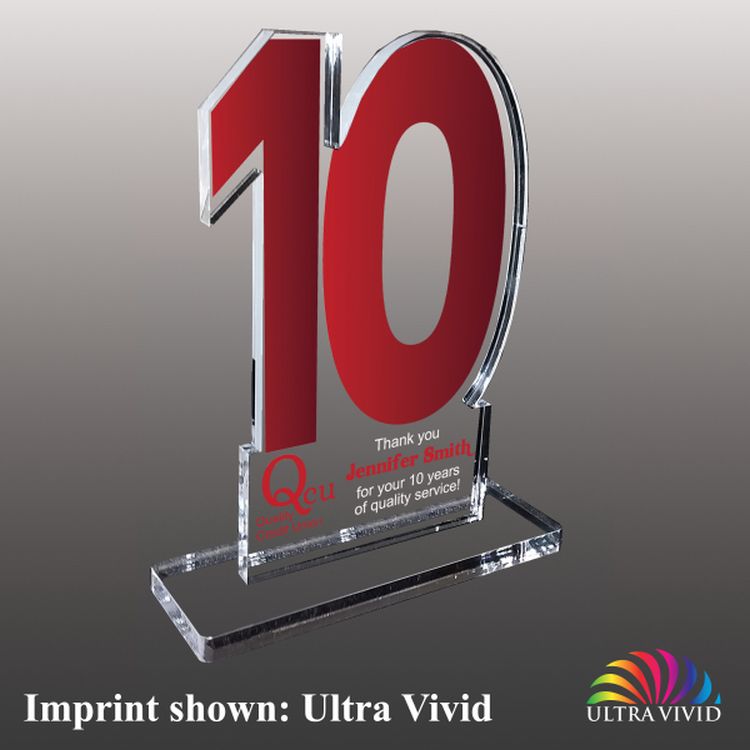 Number Ten Shaped Acrylic Awards - Ultra Vivid Color - AWARD-SU-SN10S ...