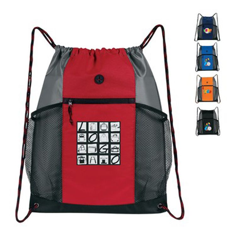 Polyester Two-Tone Multi-Pocket Drawstring Bag. - 14174 | MMP