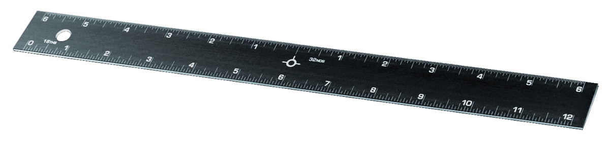 12" Straight Edge Aluminum Ruler with Center-Finding Back - 1591 ...