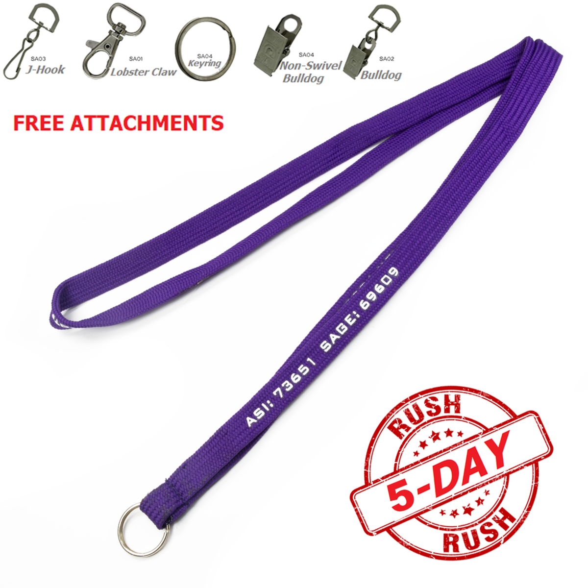 5-Days Rush Tube Lanyards w/ Custom Imprint - LTB5RSH ...