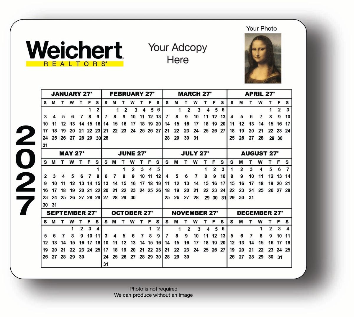 2027 Magnetic 3.5" x 4" Calendar - W151 | Weichert