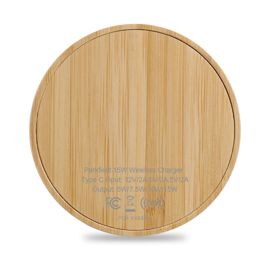 Bamboo Eco-Friendly 15W Wireless Charger - CH-W009US | Global Promo