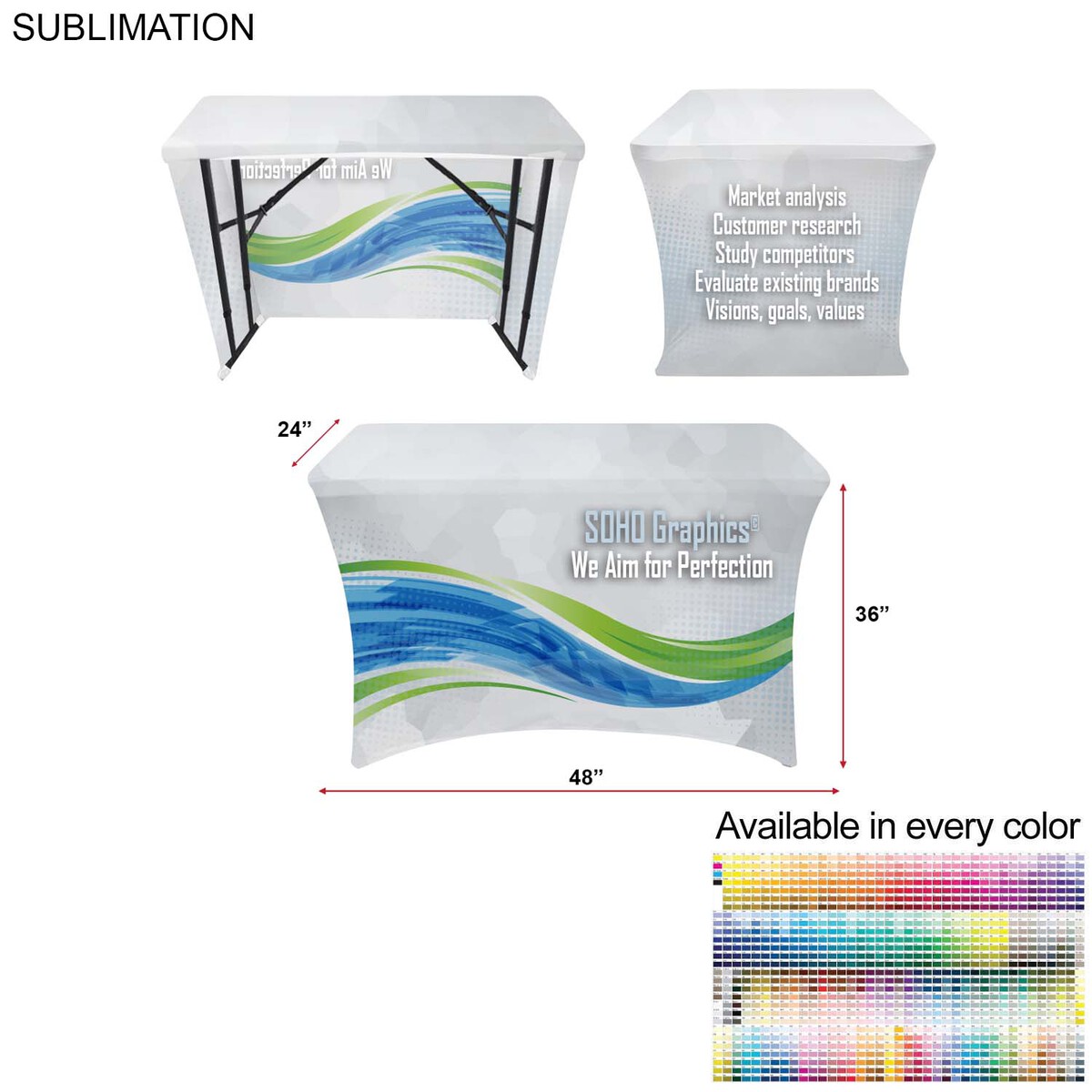 Sublimated Stretch Curved Fit Table Throw for 4ft Demo, Sampling Table ...