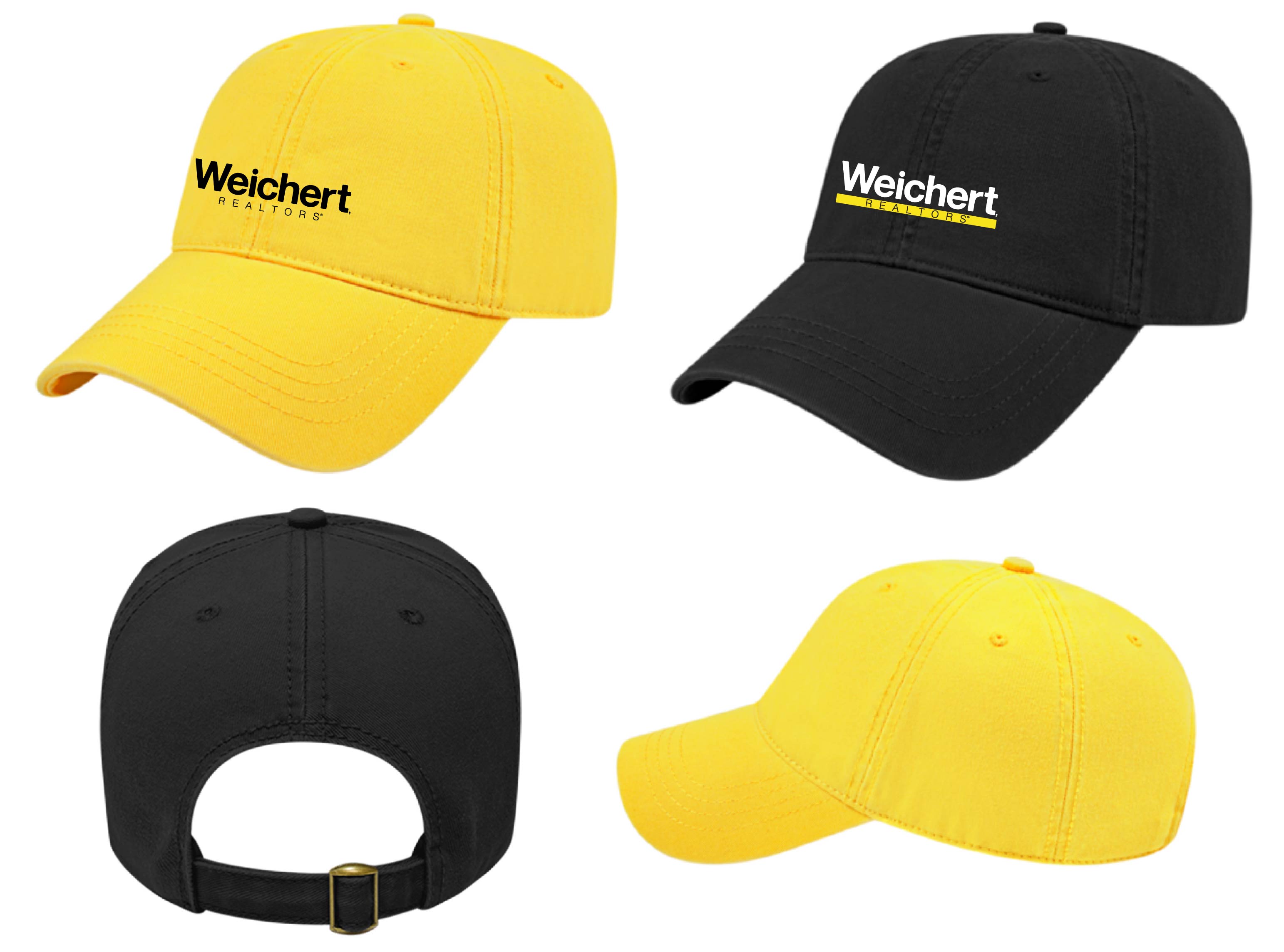 Yellow or Black Relaxed Golf Cap Embroidered - W174 | Weichert