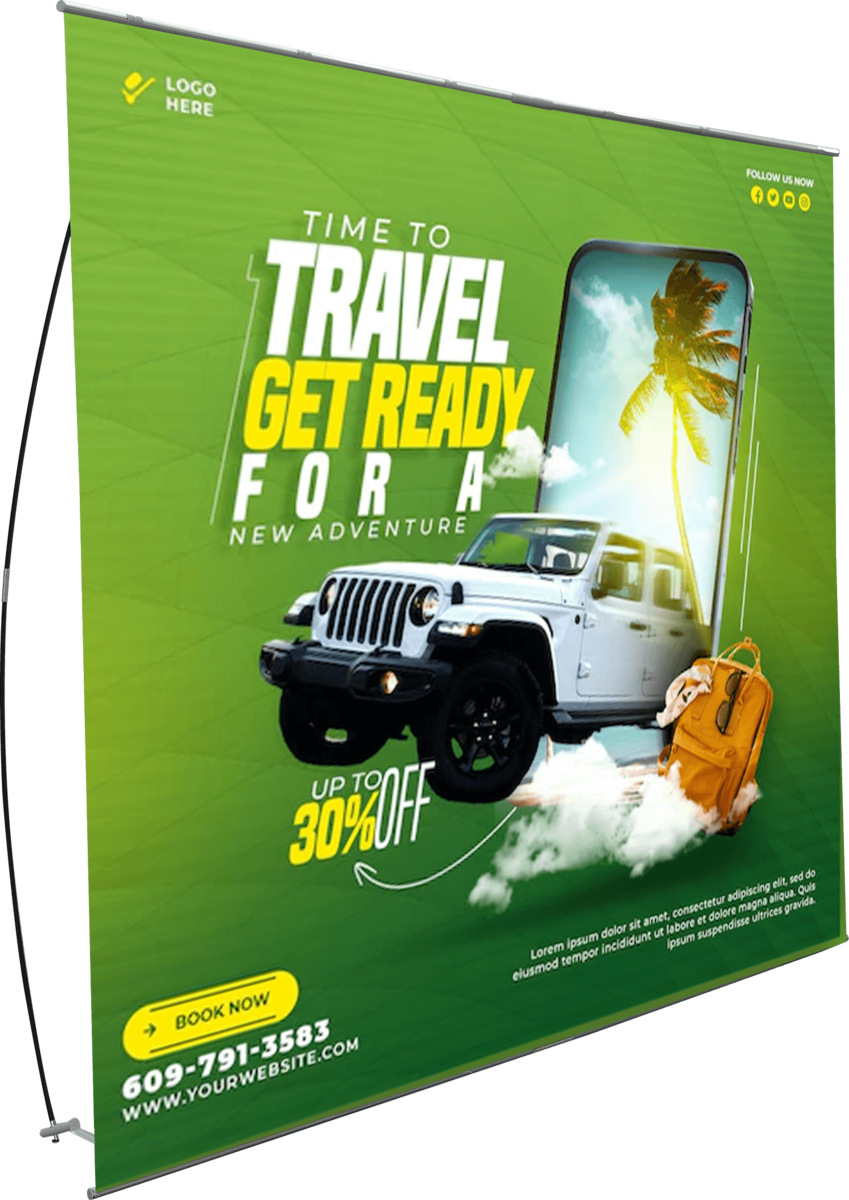 118"w x 90"h L-Banner Display - Full Kit - DTS15112 | DMP