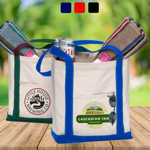 Full Sublimation 12 Oz Poly Canvas Tote Bag - 14"W X 17"H X 7"G; Handle ...