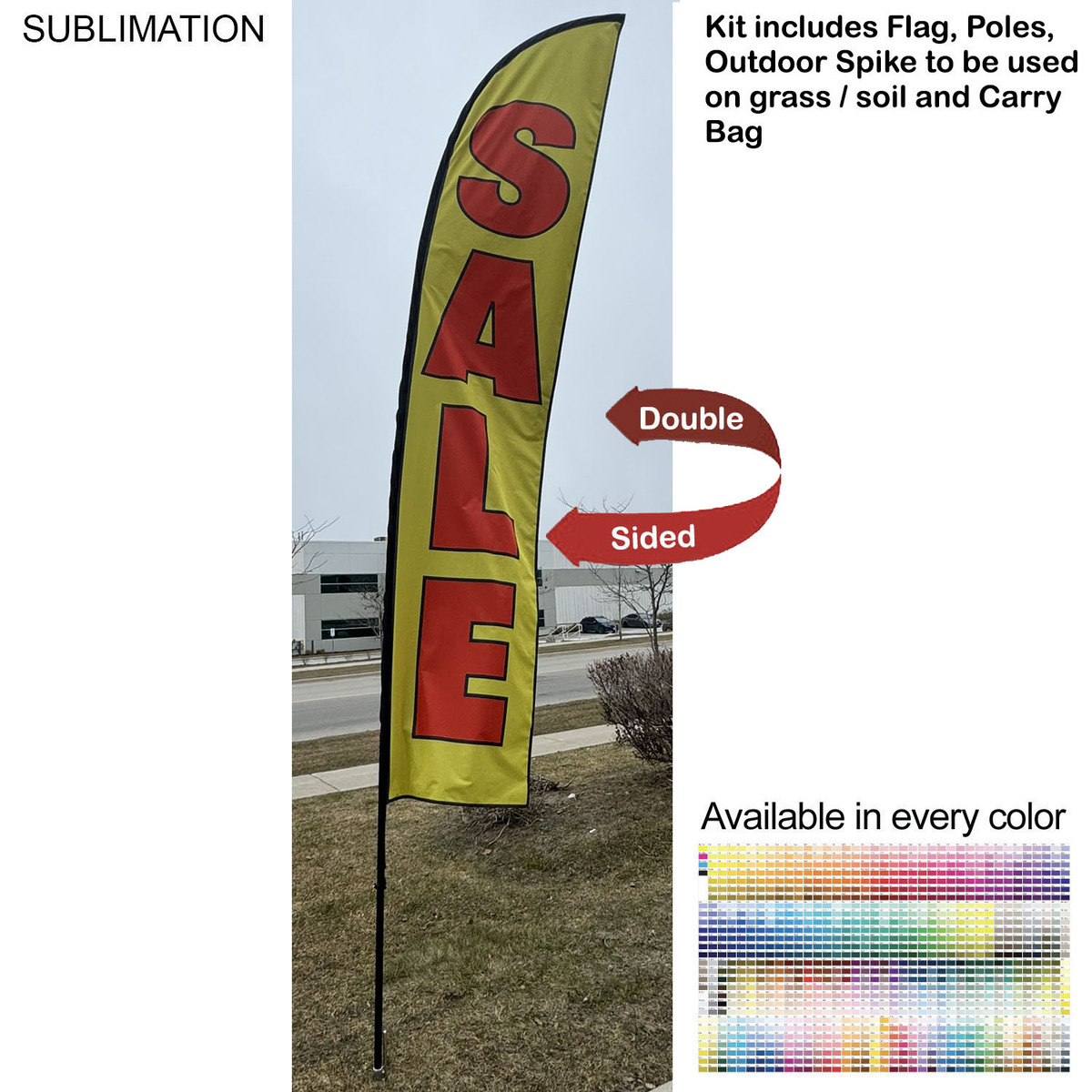 15' Large Feather Flag Kit, Full Color Graphics Double Sided, Outdoor ...