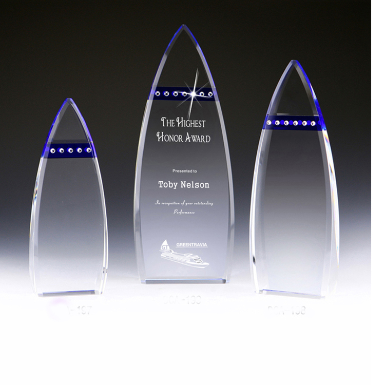 Two Tone Arrowhead Crystal Trophy and Award with Inlaid Sparkling ...