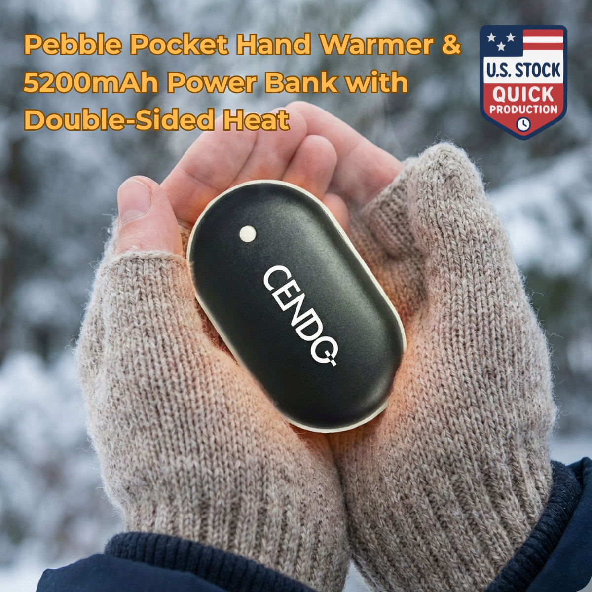 Pebble Pocket Hand Warmer & 5200mAh Power Bank with Double-Sided Heat ...