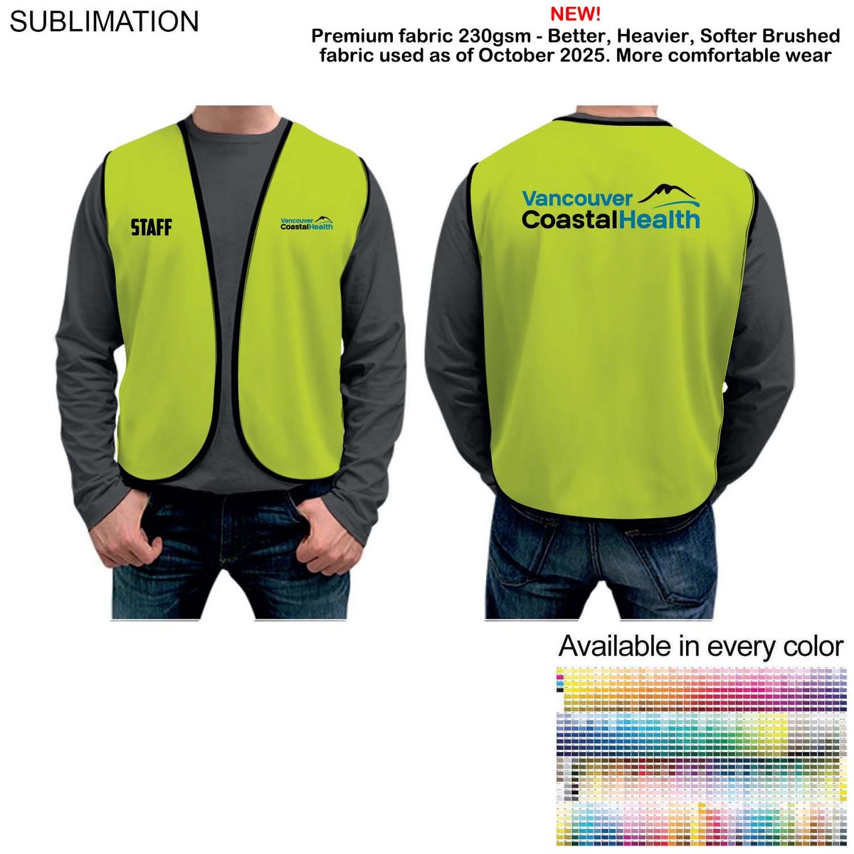 Domestic Made STAFF UNIFORM Poplin Vest, Fully Sublimated front and ...